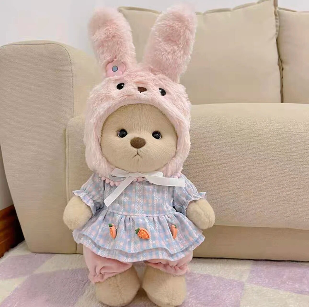 Плюшевый мишка в костюме зайчика, 30 см, carrot rabbit