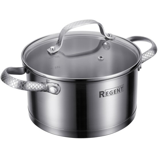 Кастрюля Regent Inox Linea SIRENA с крышкой, 1,7 л, 16х8,5 см, нерж. сталь (65-0118)