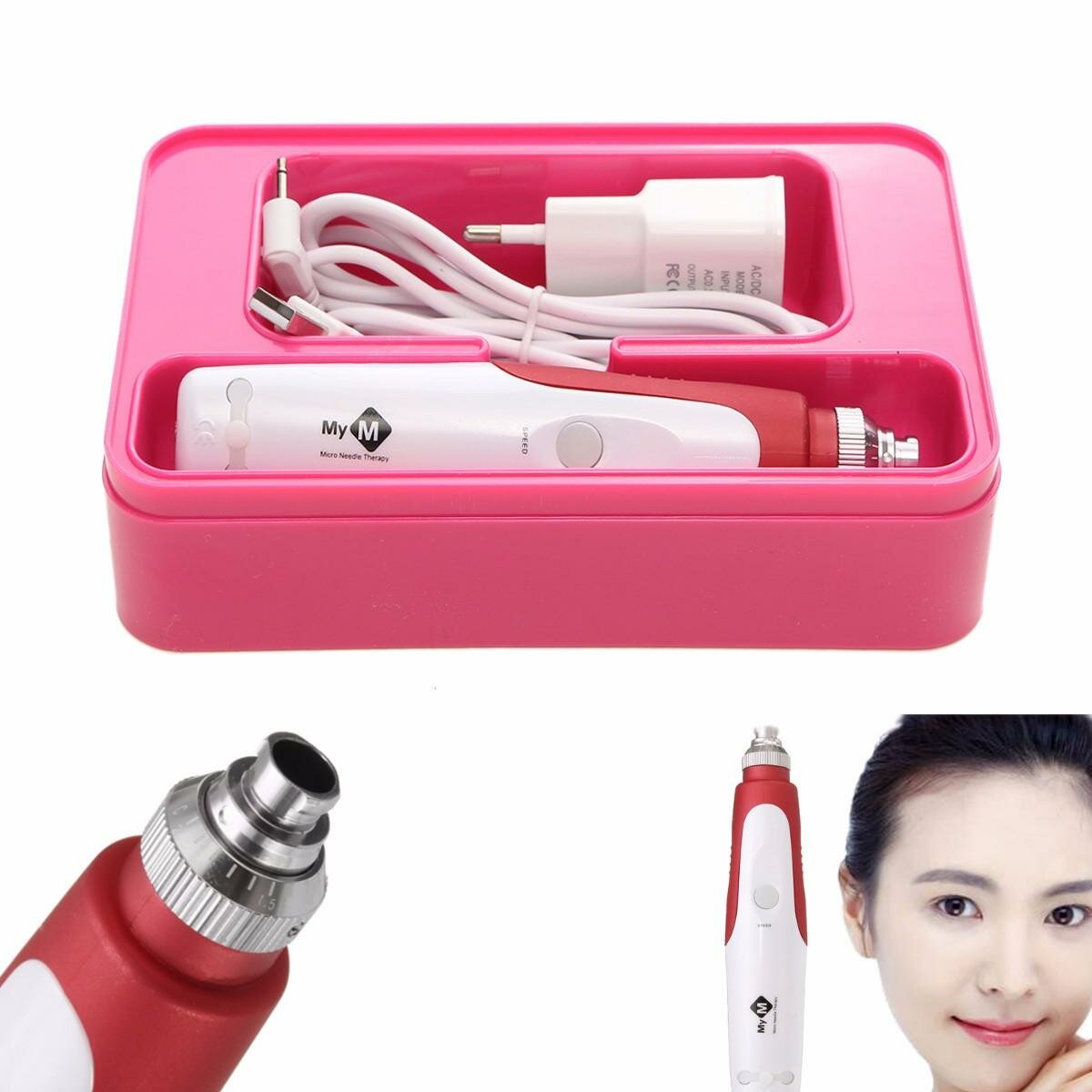 Автоматический электрический дерма-ручка-роллер с микроиглами-штампом для ухода за кожей WB