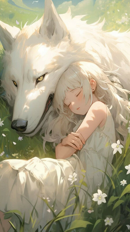 Алмазная мозаика "волк, Девушка" 40*50 см, безрамная, идеальна для дома, украшения, подарков, Рождества.