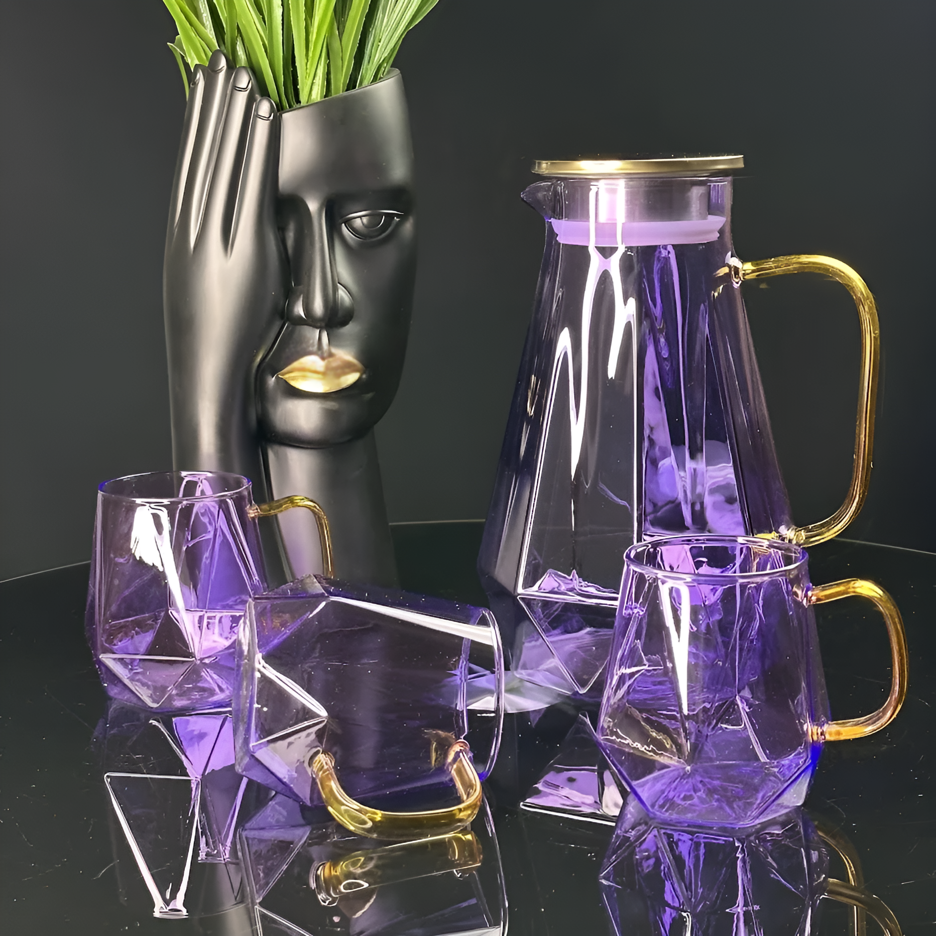 Графин со стаканами Lenardi, стекло, 1850 мл, 7 предметов, фиолетовый