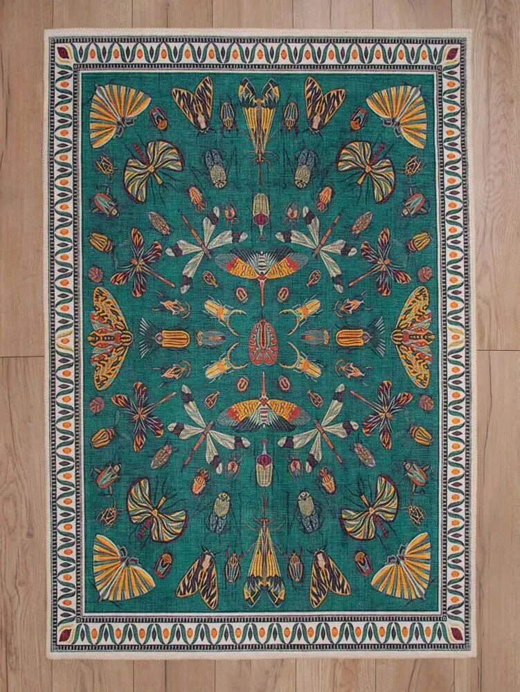 Ковер изумрудный с насекомымиK 140x2 см