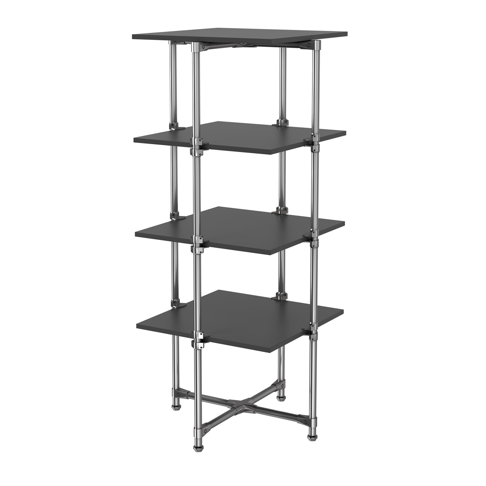 Хромированный стенд Прогресс №2-4 (с полками ДСП 16мм), Черный