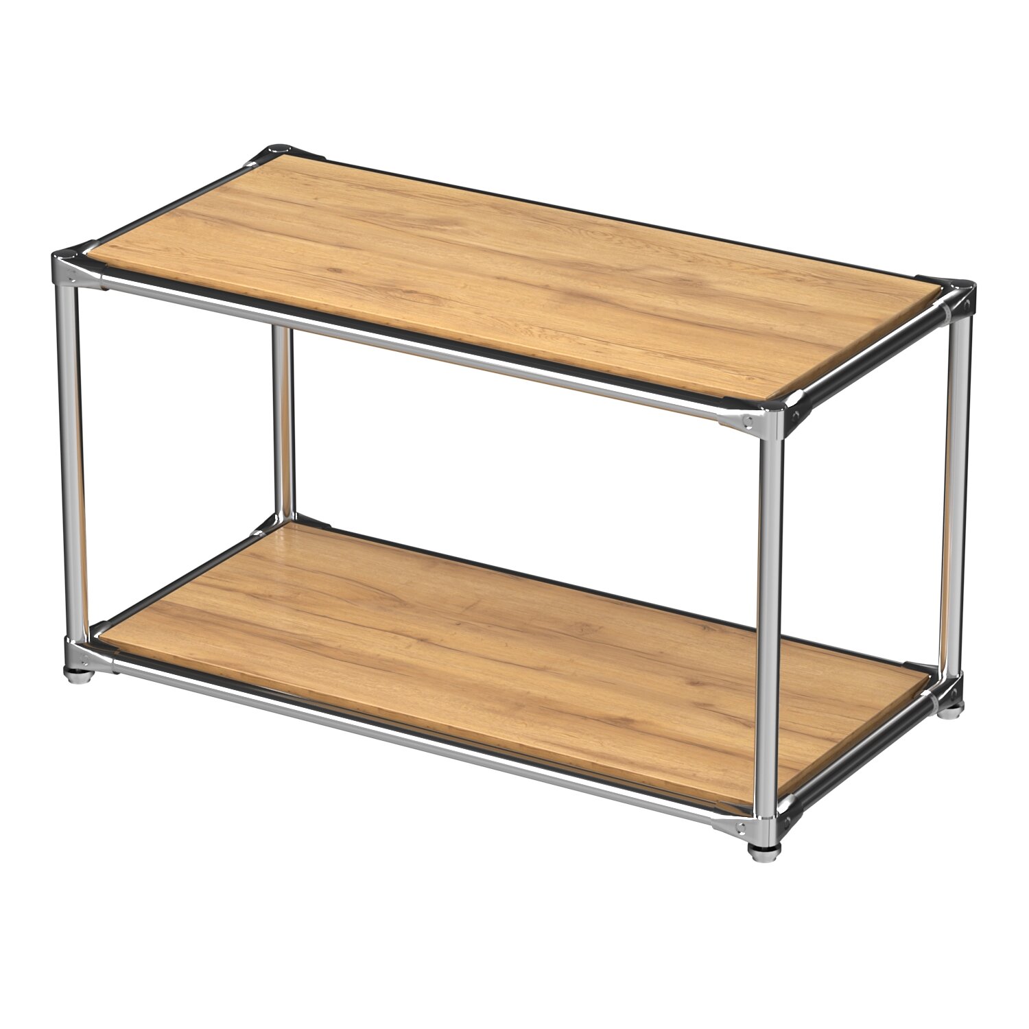 Хромированный стеллаж стиль №4а-3 малый с полками ДСП, Дуб Золотистый