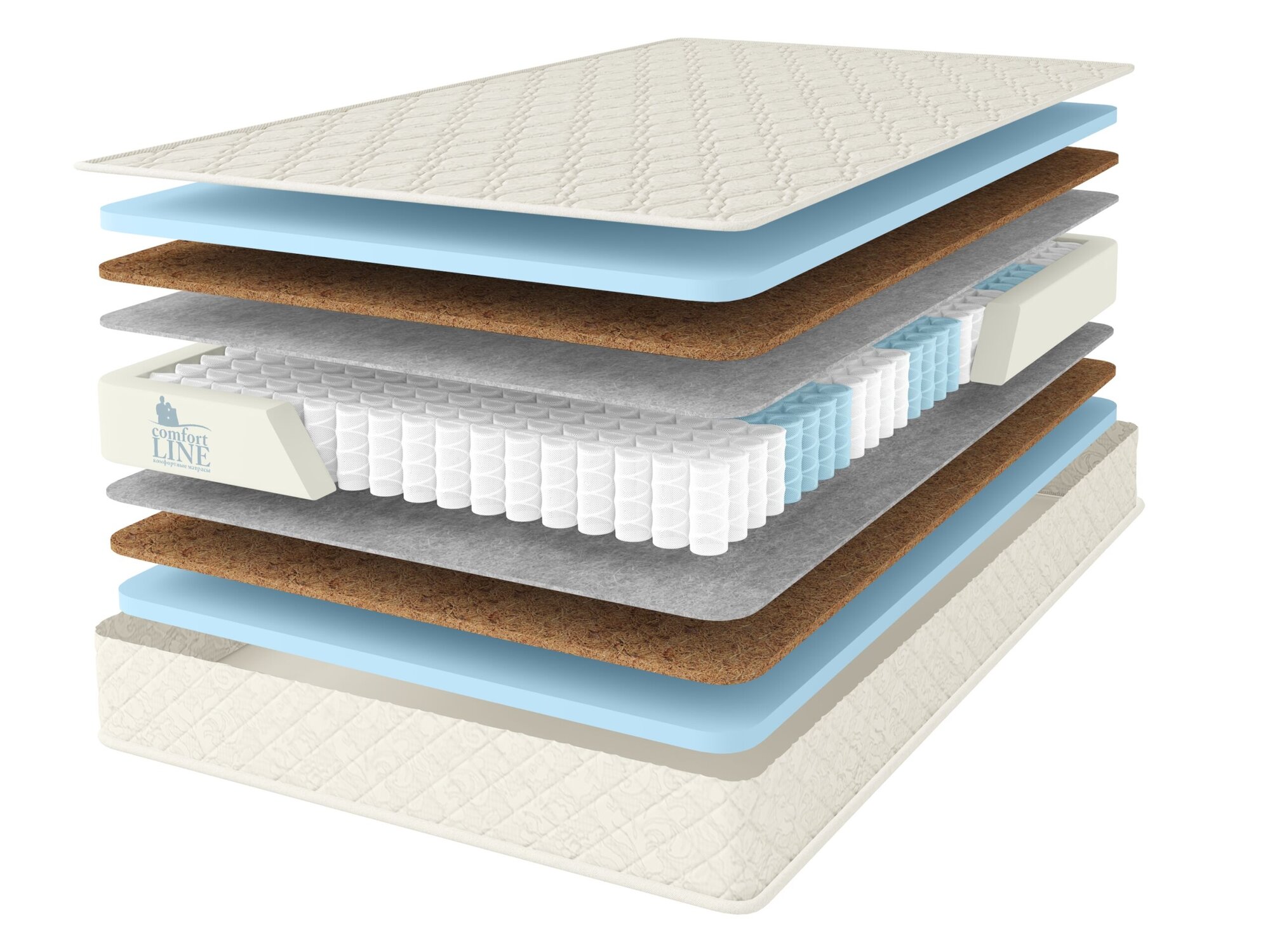 Матрас Comfort Line Isolda 160х185 серии Lux высота 21 см анатомический средней жесткости кокосовый Независимые пружины