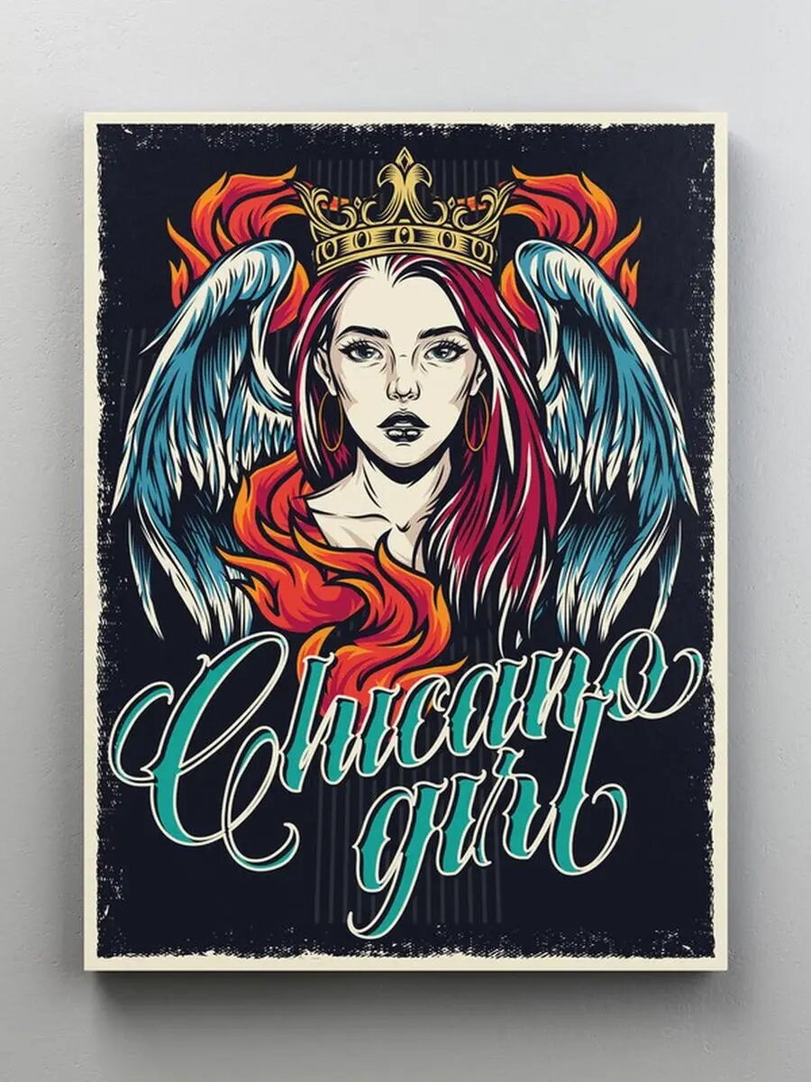 Интерьерная картина на холсте "Девушка в короне с крыльями" размер 30x40 см