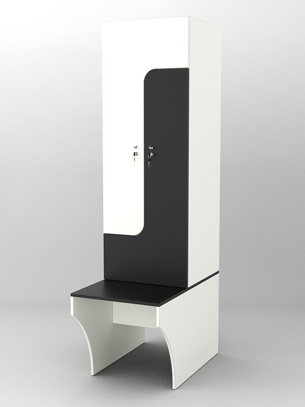 Шкаф для раздевалок "тренер" №2А со скамейкой, Белый и Черный