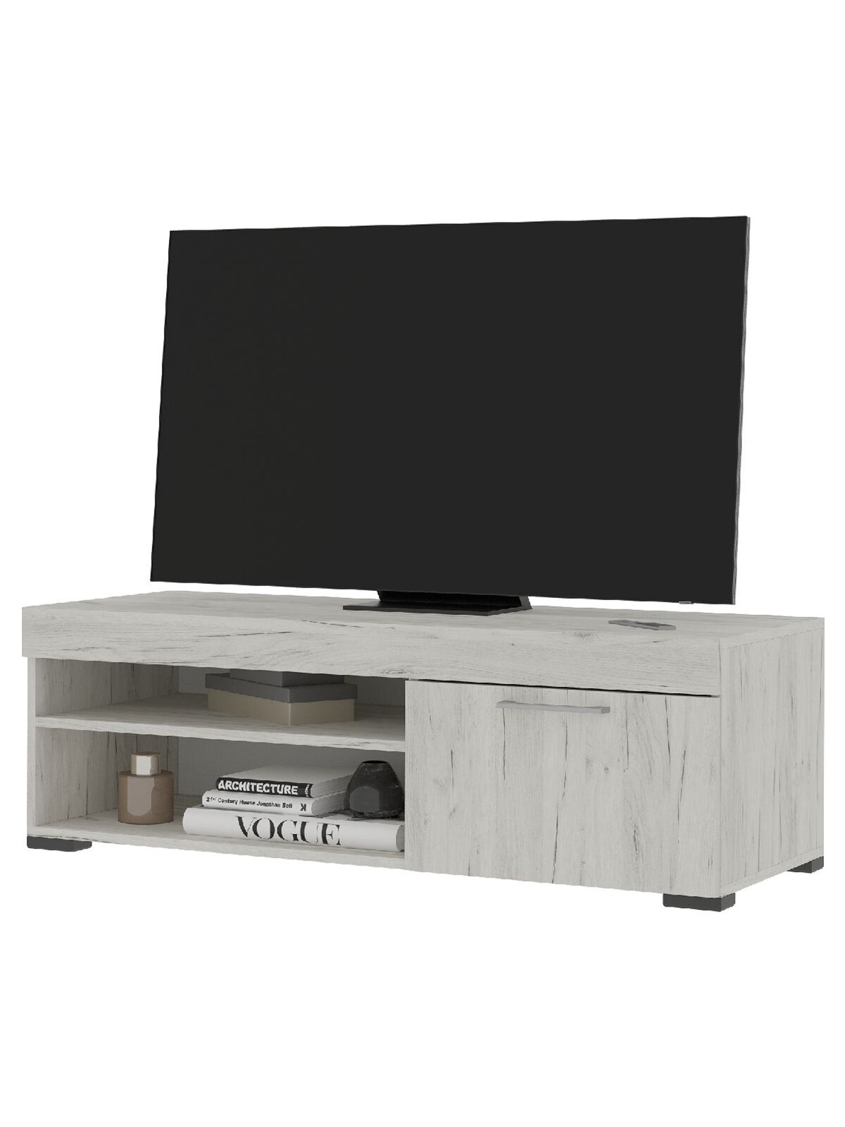 Тумба под ТВ Стендмебель Гранд дуб крафт белый, ЛДСП, 391x449x1202