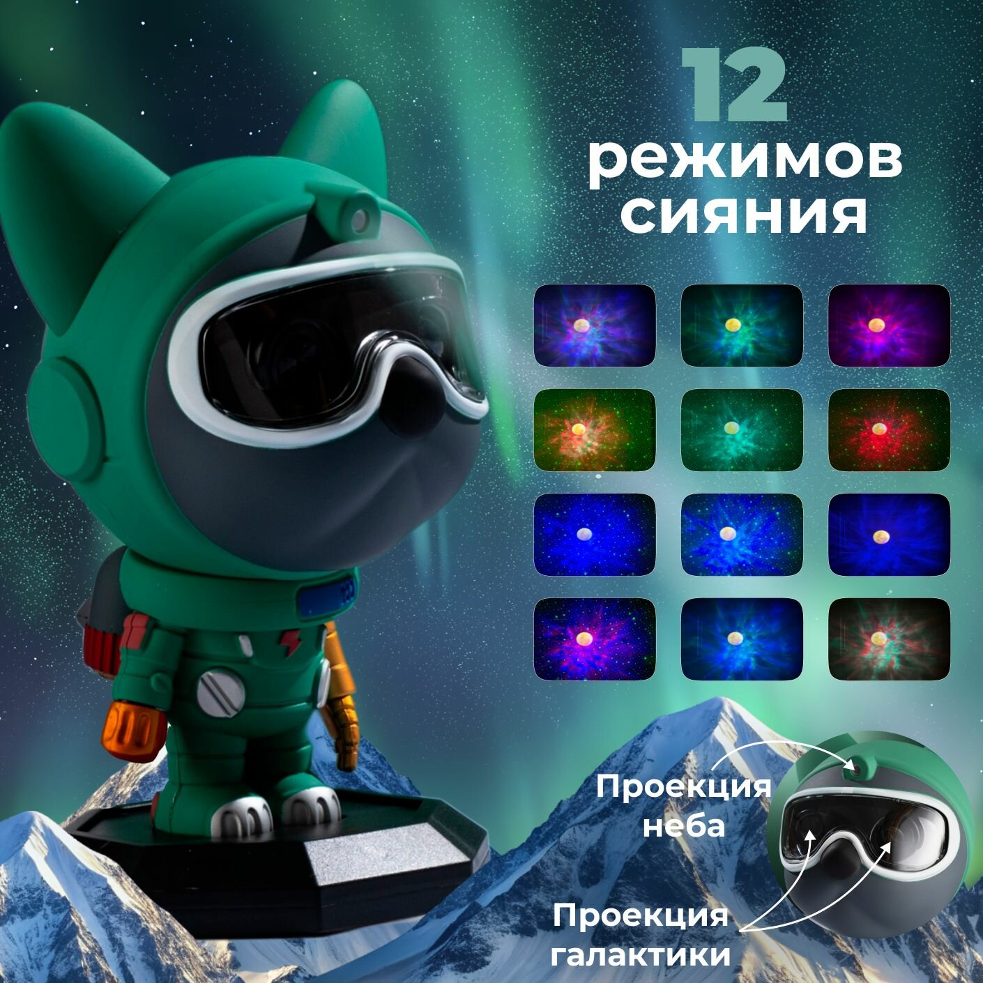 Детский ночник, звездный проектор галактического неба, космическая собака с пультом управления T