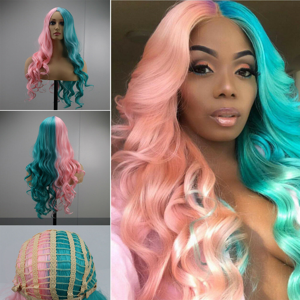 Женский модный парик, многоцветный синтетический длинный парик, волнистый кудрявый парик