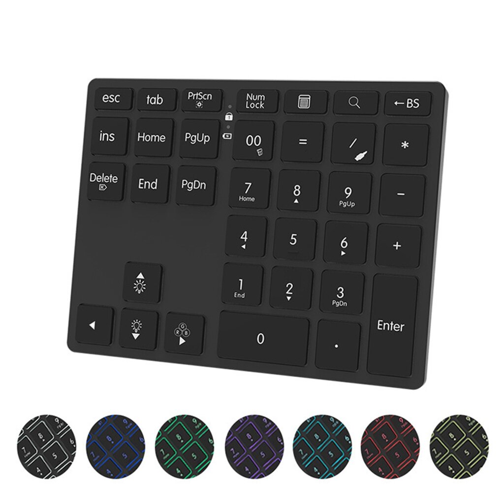 Цифровая клавиатура, совместимая с Bluetooth 2,4 Ггц, Беспроводная цифровая панель с 35 клавишами для финансового учета, Перезаряжаемые цифровые клавиатуры для ноутбуков