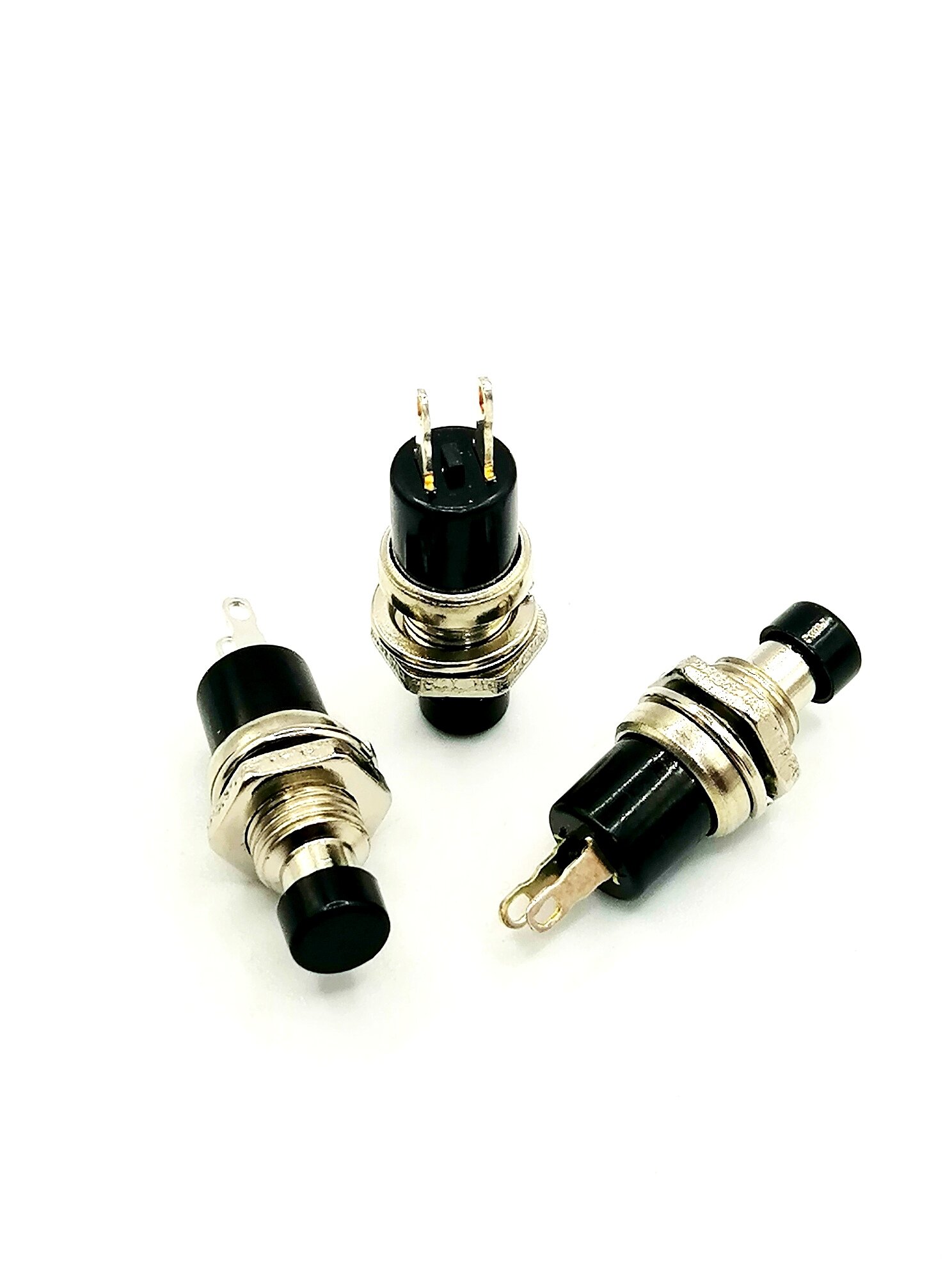 3шт Кнопка на блок без фиксации (черная) PS-110 0,3A 220V отверстие для монтажа 7мм