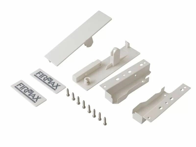Комплект креплений Firmax высота 135 мм под 1 рейлинг (Соединители передней панели, держатели задней стенки, заглушки, винты) для внутреннего ящика Newline, белый 1 ком.