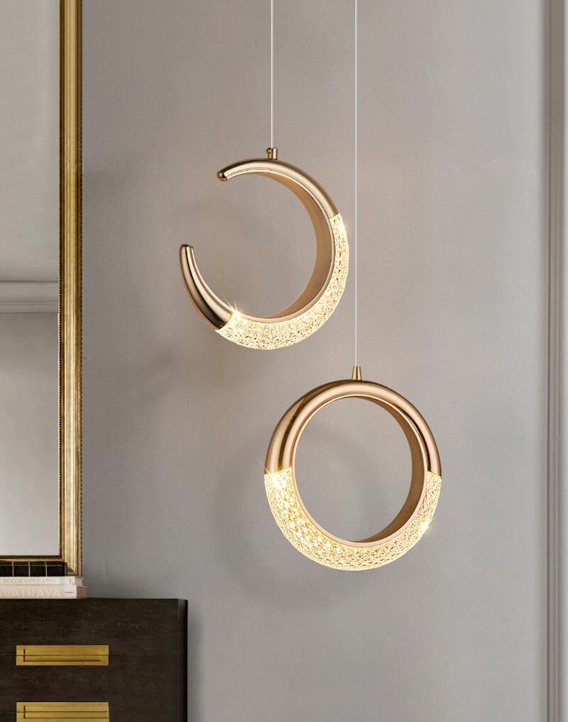 Люстра в форме полумесяца в спальне теплая и романтическая простая креативная прикроватная лампа -kpa