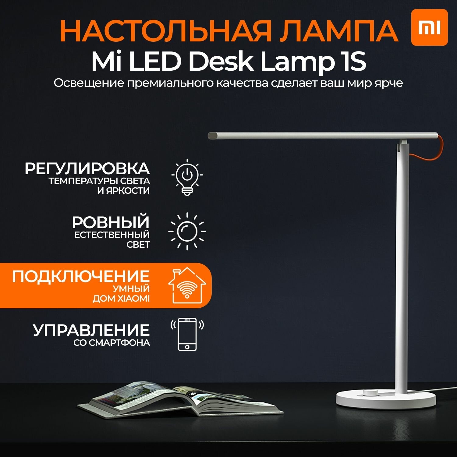 Умная настольная светодиодная лампа Xiaomi Mi LED Desk Lamp 1S MJTD01SYL