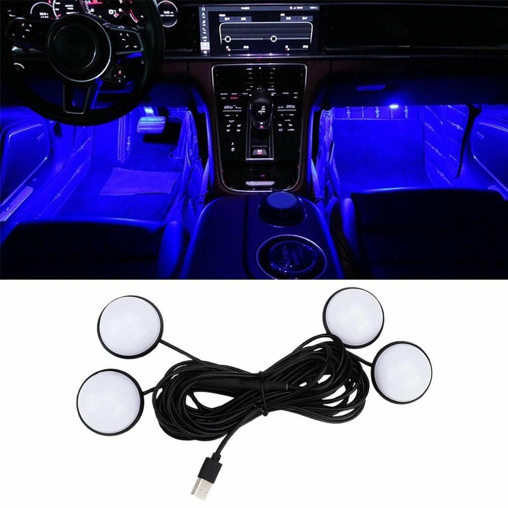 Неоновая лента для автомобиля, USB светодиодная подсветка, RGB, гибкий монтаж
