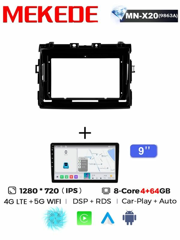 Магнитола 9" Mekede MN X20 Pro 4/64 Gb Toyota Previa XR50 2006-2019 carplay