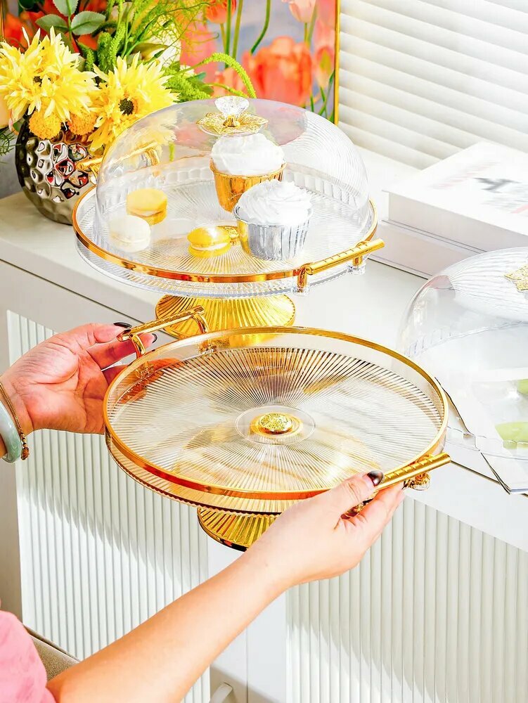 Пластиковый поднос, круглая подставка для тортов с крышкой, 31,5 см 3 31 см 2 21,5 см