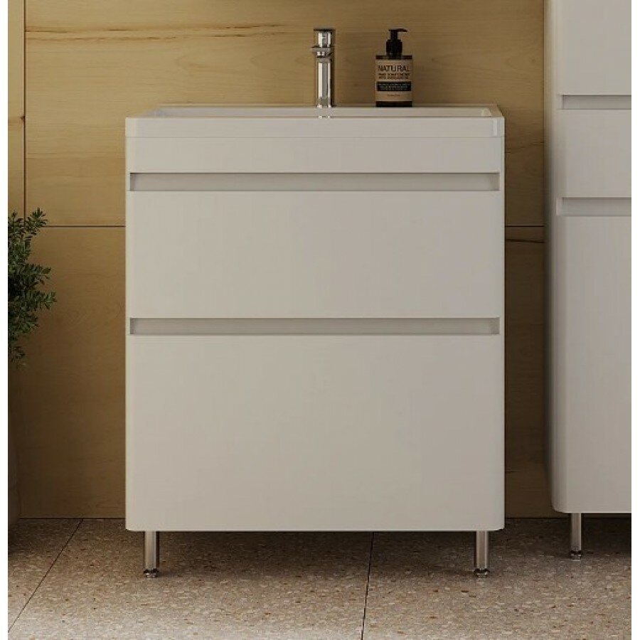 Тумба с раковиной Атлантика 70 Люкс Plus напольная, антискрейч белая