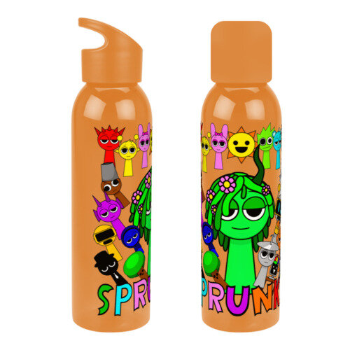 Бутылка для воды «Sprunki Vineria Спрунки все персонажи» (оранжевый)