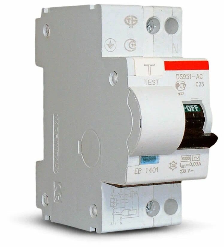 DSH941R C25 Автоматический выключатель дифференциального тока АВВ DSH941R C25 30мА тип АС
