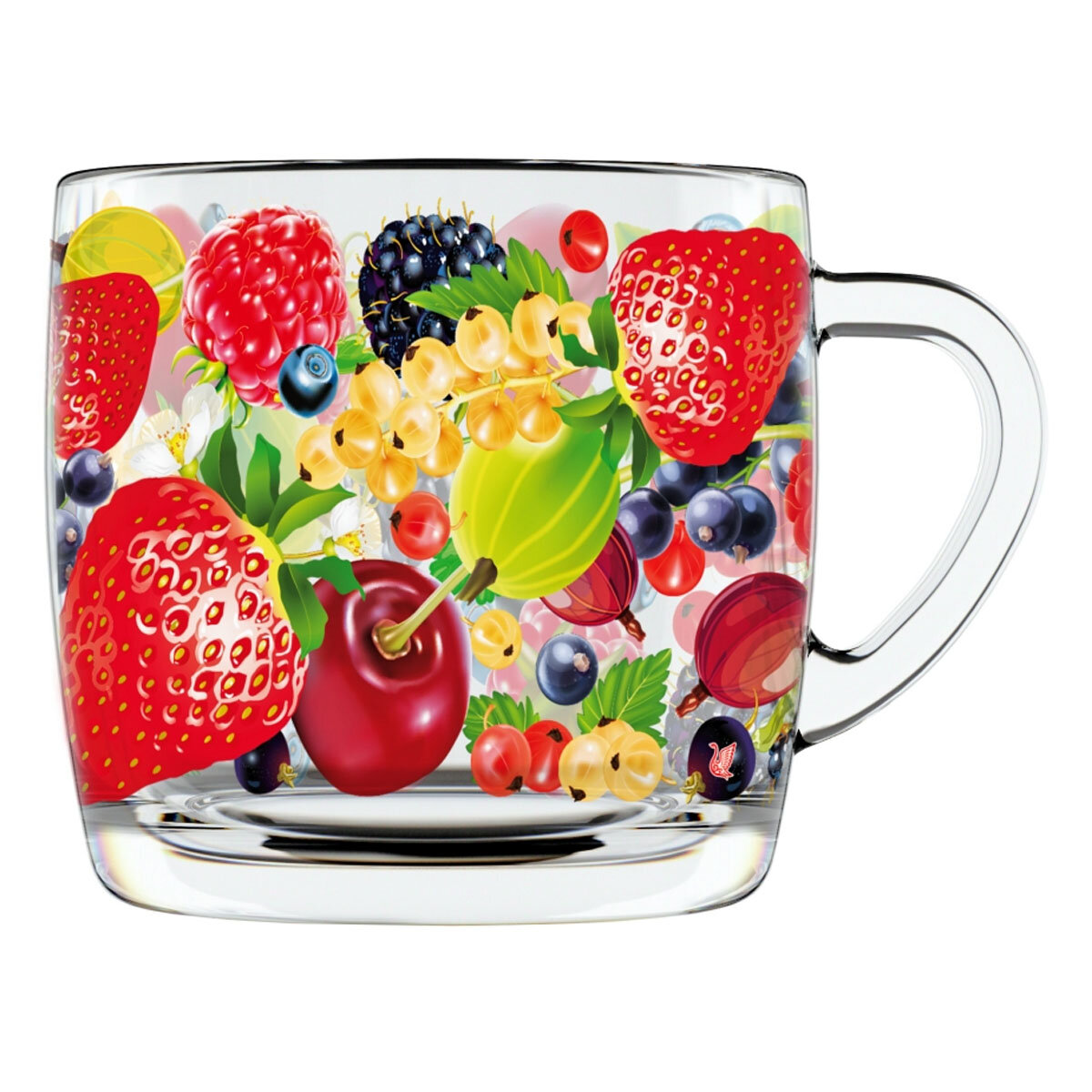 Кружка Гусь-хрустальный стеклянная, 300 мл с рисунком Ягоды