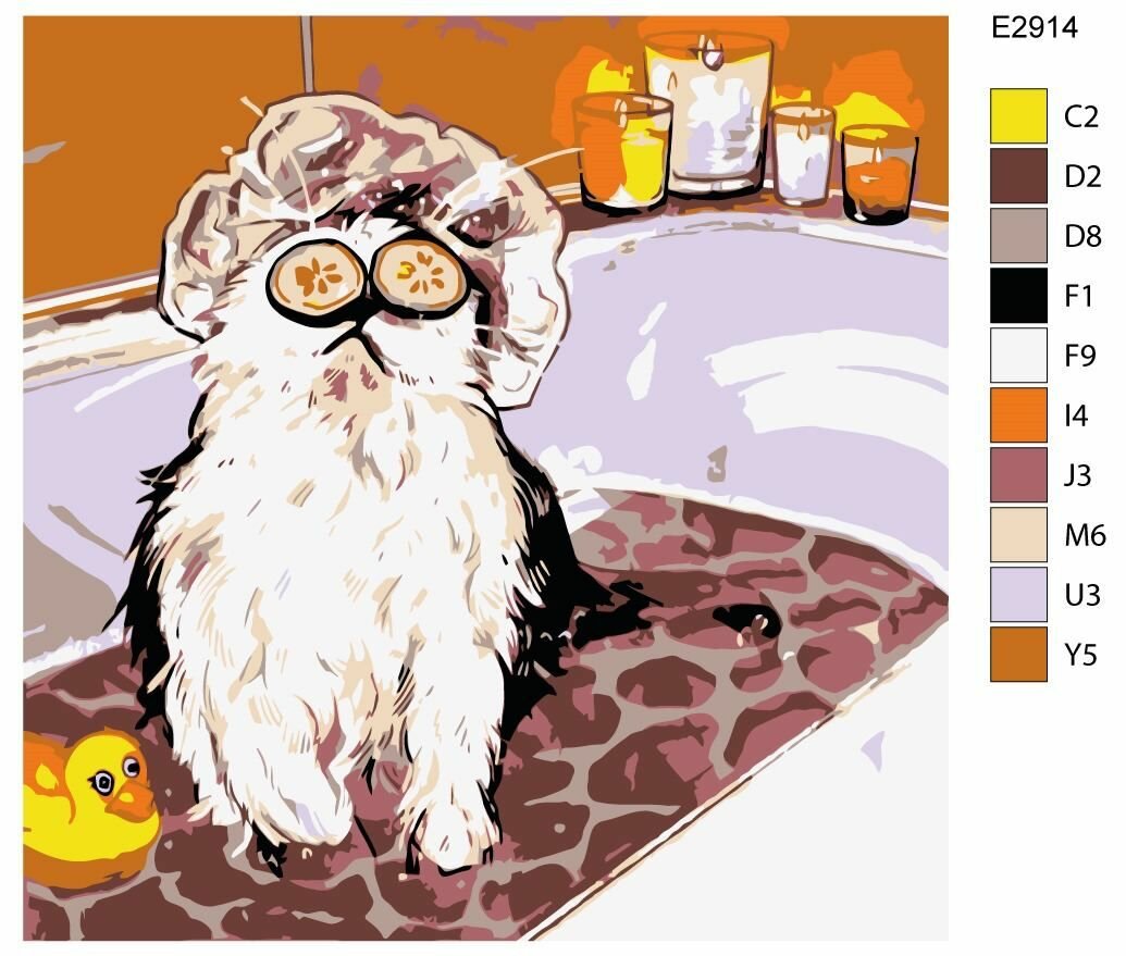 Детская картина по номерам E2914 "Коты-Мемы. Водные процедуры" 30x30