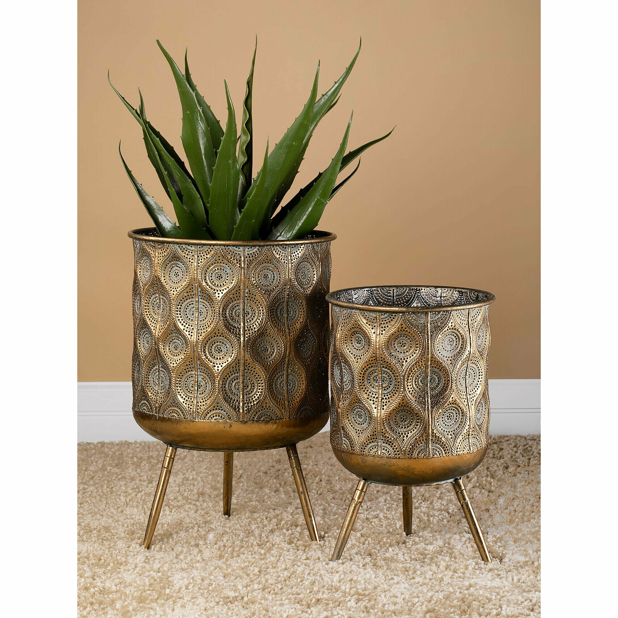 Кашпо для цветов на ножках Glasar Мадагаскар 2 шт 28х28х45 и 22х22х37 см, металлическое