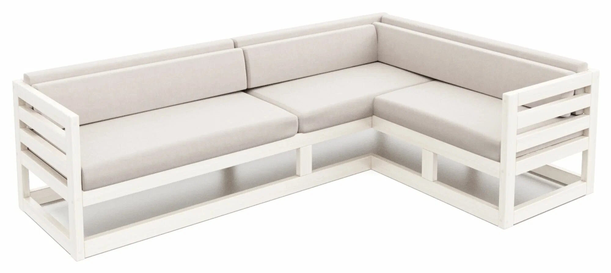 Большой угловой диван Arsko Магнус-У правый, серый-беленый дуб, вельвет, массив дерева, офисный, садовый, для кафе и бар