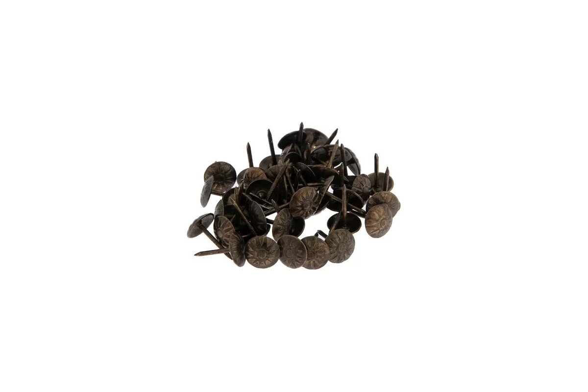 Декоративные гвозди тундра 16x11 мм, фактурные, бронзовый цвет, набор 50 шт