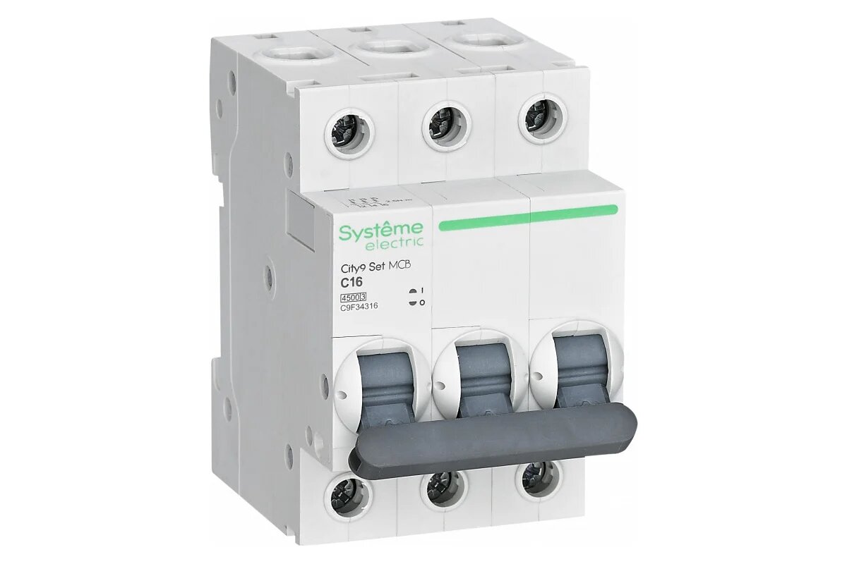 City9 Set Автоматический выключатель (АВ) С 16А 3P 4.5kA 400В C9F34316