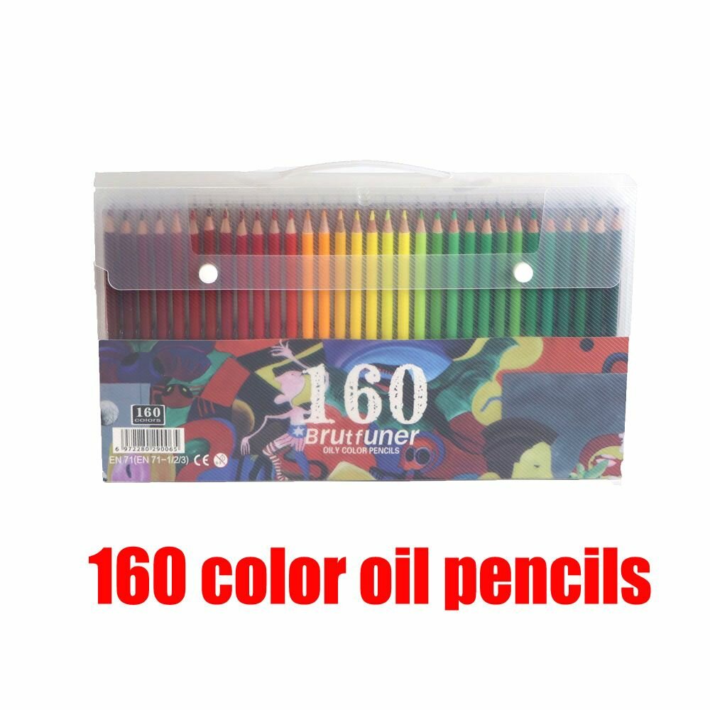 Карандаш масляный Brutfuner 48/72/120/160/180/260 цветной, канцтовары для студенческого художественного рисования, необработанное дерево, грифель водорастворимый