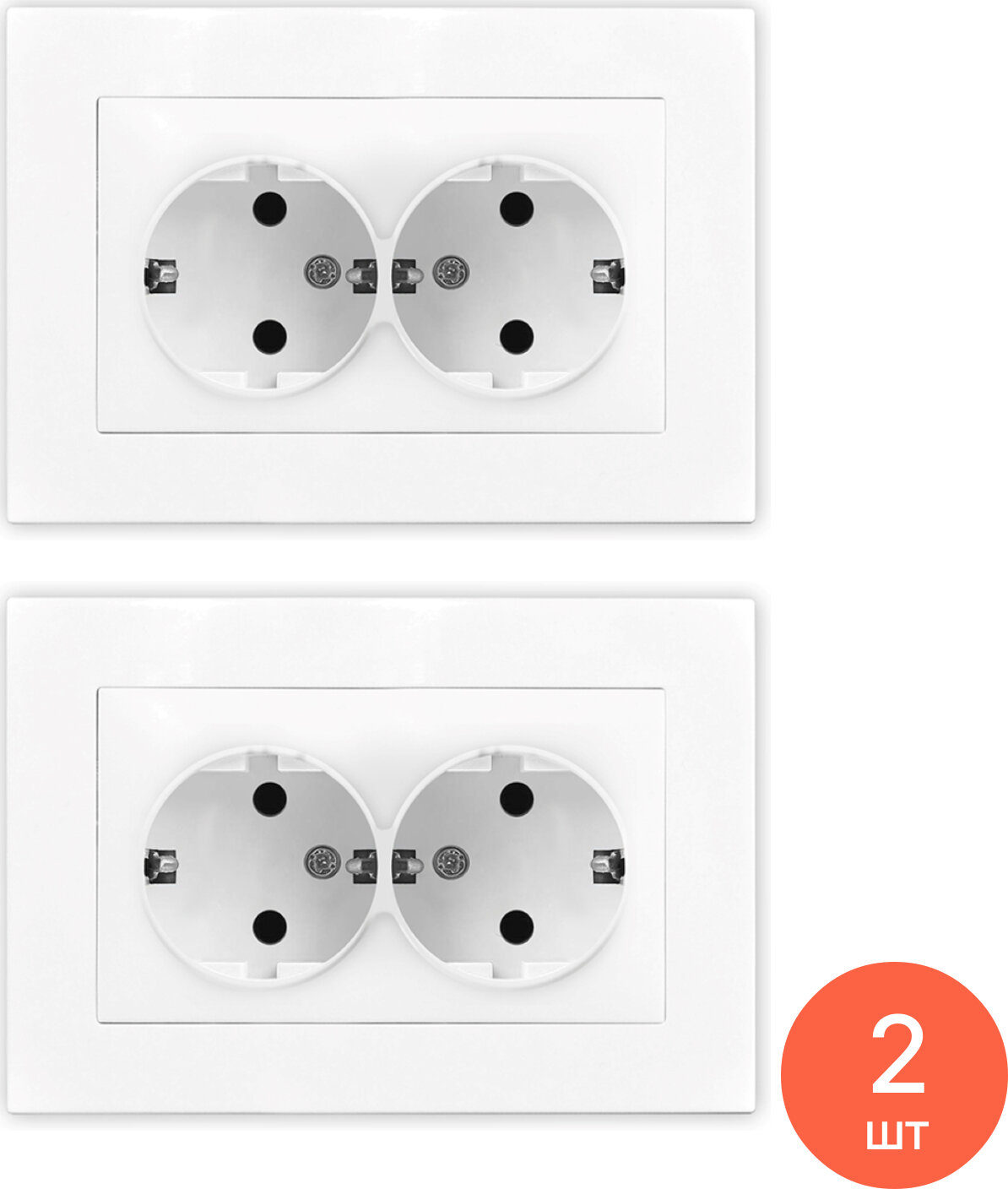 Розетка силовая штепсельная UNIVersal / Юниверсал Афина, 16А IP20 белый, с заземлением, A0128 / электрооборудование (комплект из 2 шт)