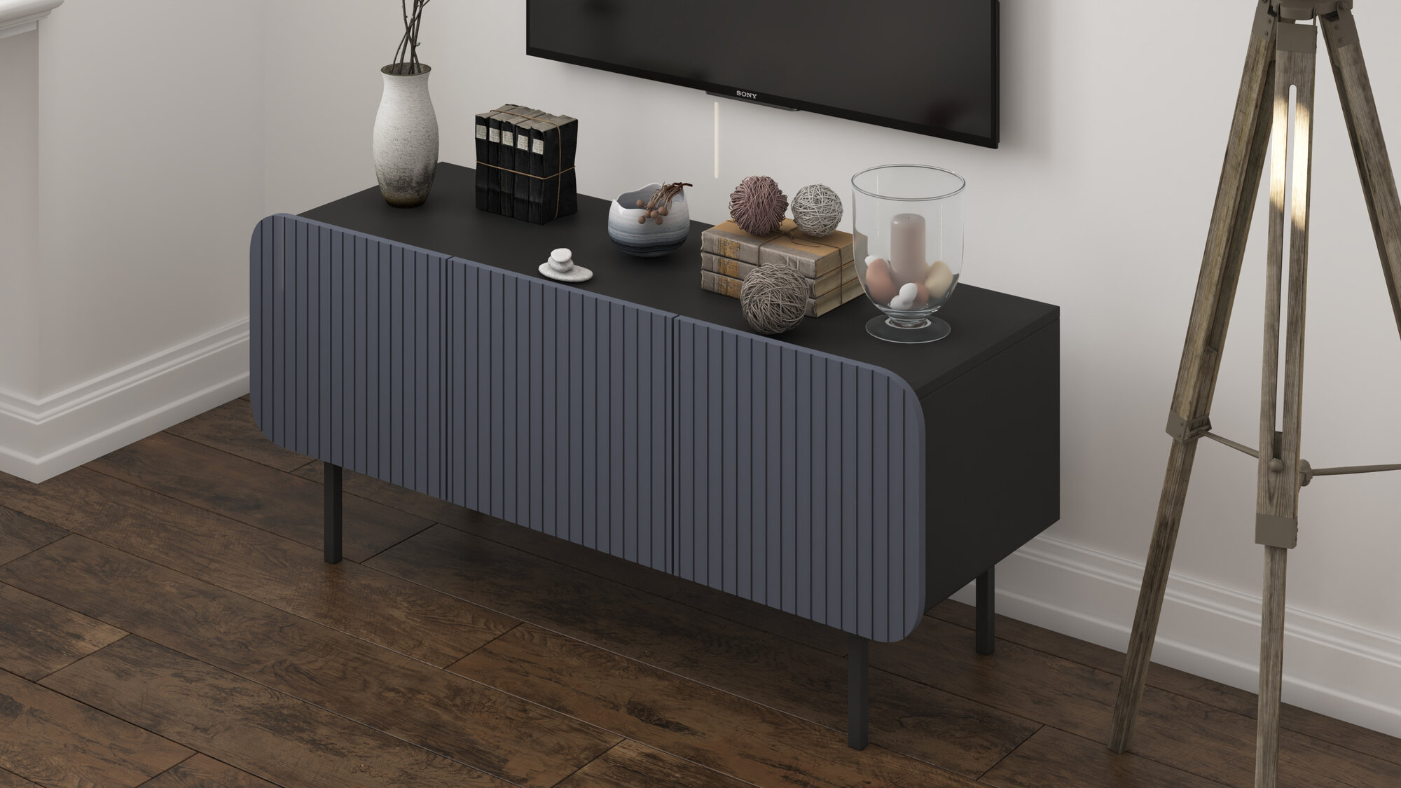 Тумба ТВ Мебель на Руси "Модерн Лофт" 120х52,5х40 Черный / Графит