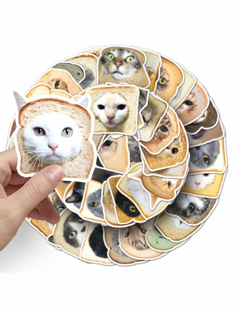 Наклейки - стикеры "Котики в хлебе"
