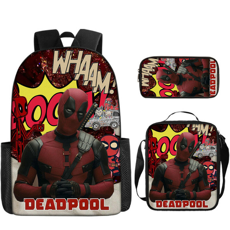 Рюкзак школьный + сумка через плечо + пенал-3 и 1 Сумка школьная мальчика для девочки подарок- Deadpool