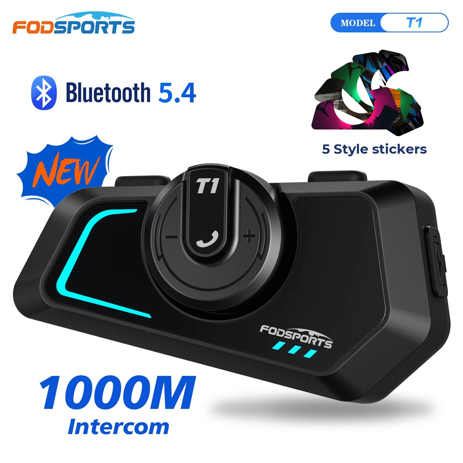 Мотоциклетная гарнитура Fodsports T1, шлемная блютуз-гарнитура, BT5.4.