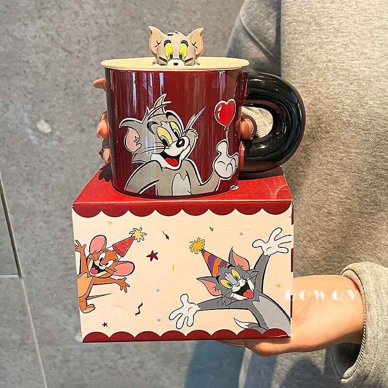 Кружка с логотипом Тома и Джерри, новый стиль, женская, высококачественная, керамическая чашка, домашняя чашка, пара, кофейная чашка, подарок на день рождения