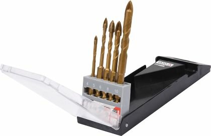 Набор сверл YATO YT-44809, по керамической плитке, по стеклу, хвостовик шестигранный, 5 штук