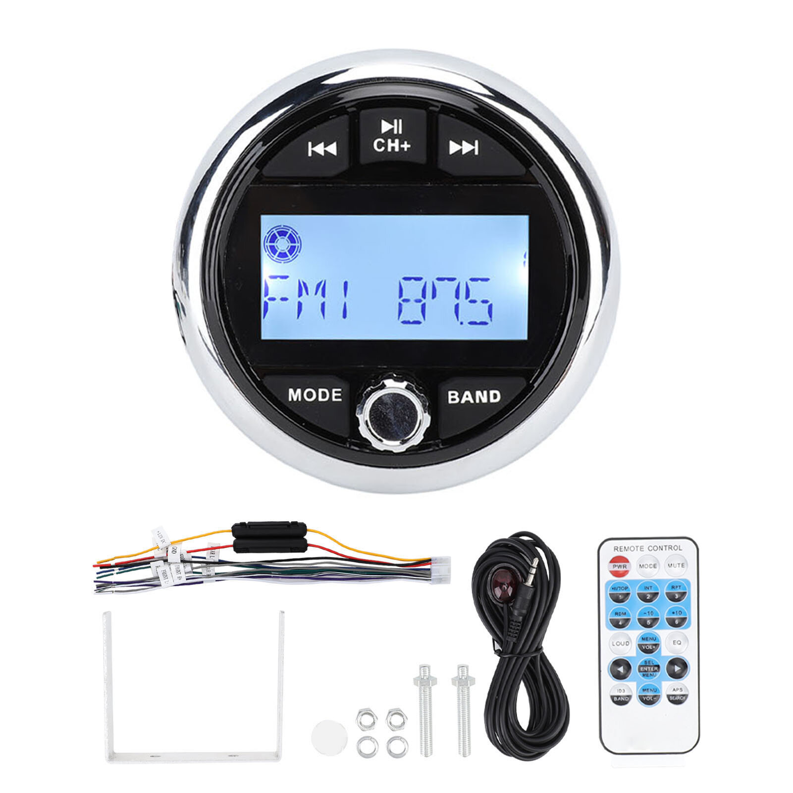 DC 12V Marine Stereo Receiver Bluetooth MP3 Player Digital Media Audio Music Receiver for Yacht RV Engineering Vehicle Ship