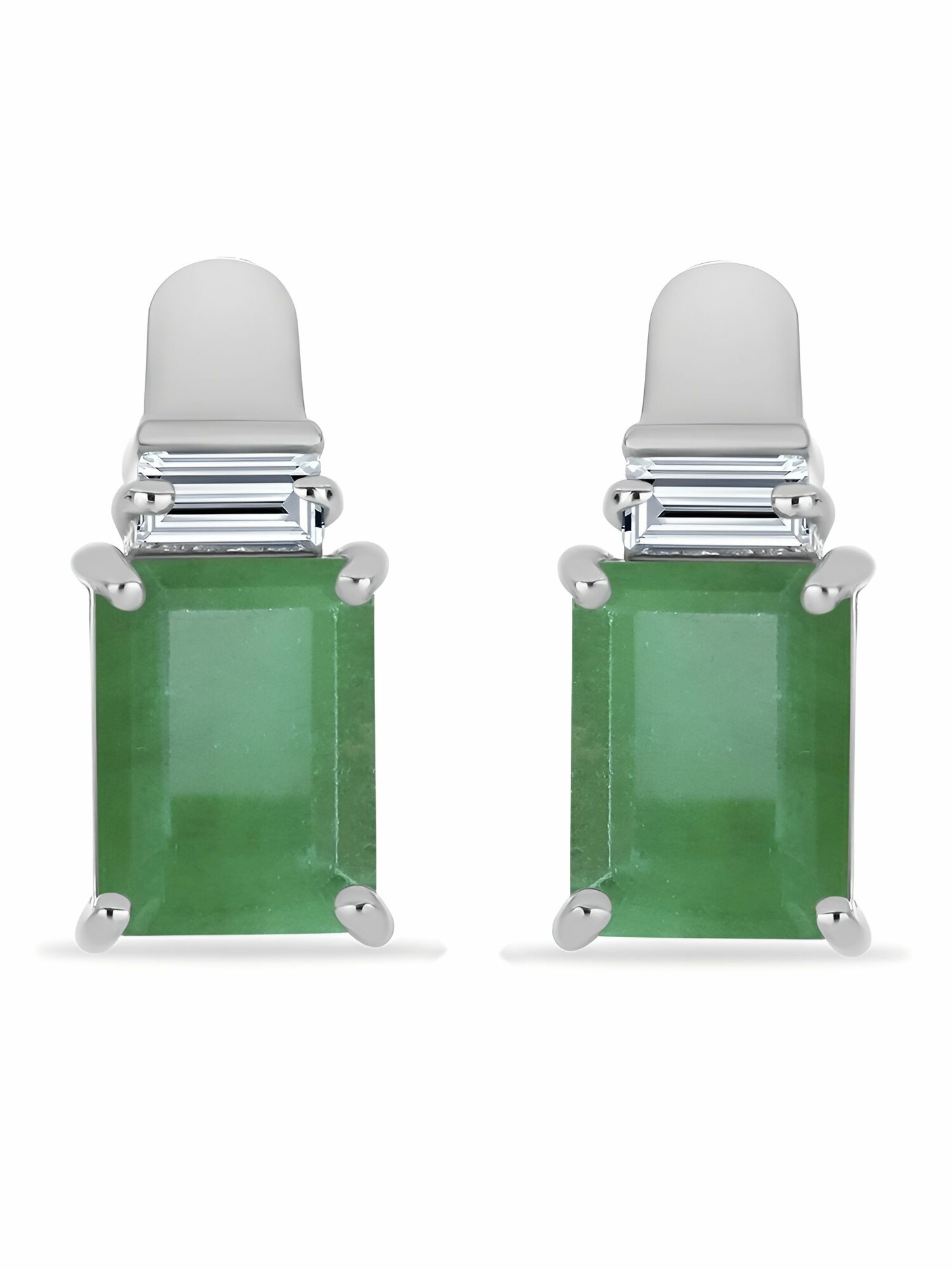 Серьги, серебро, 925 проба, родирование, изумруд