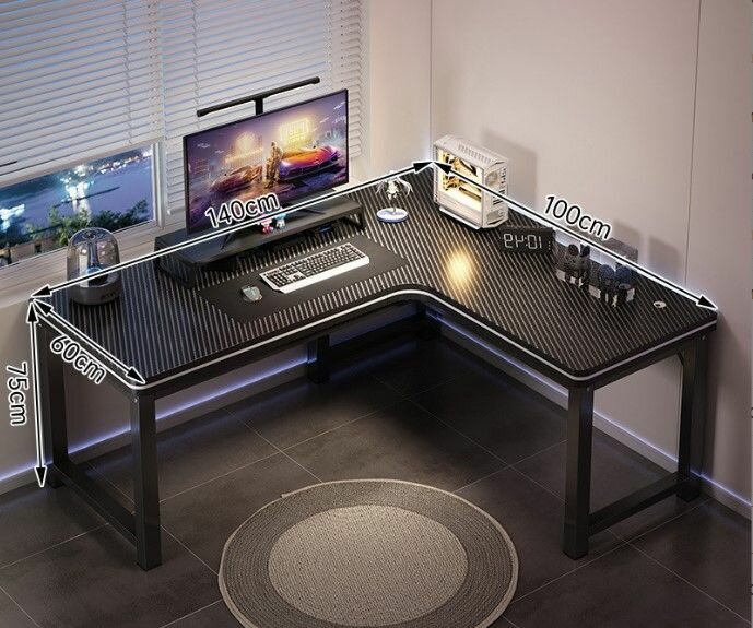 Материал черный карбон Стол правый угловой 140X100X75CM