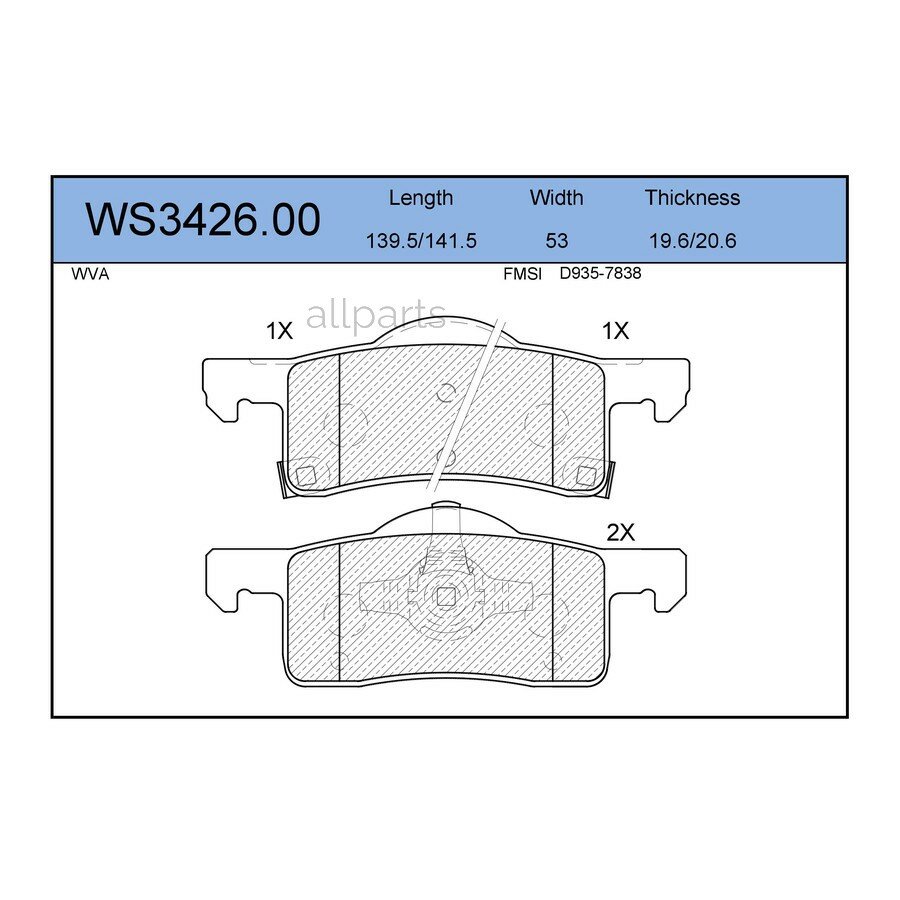 JEENICE WS342600 Колодки тормозные дисковые | зад |