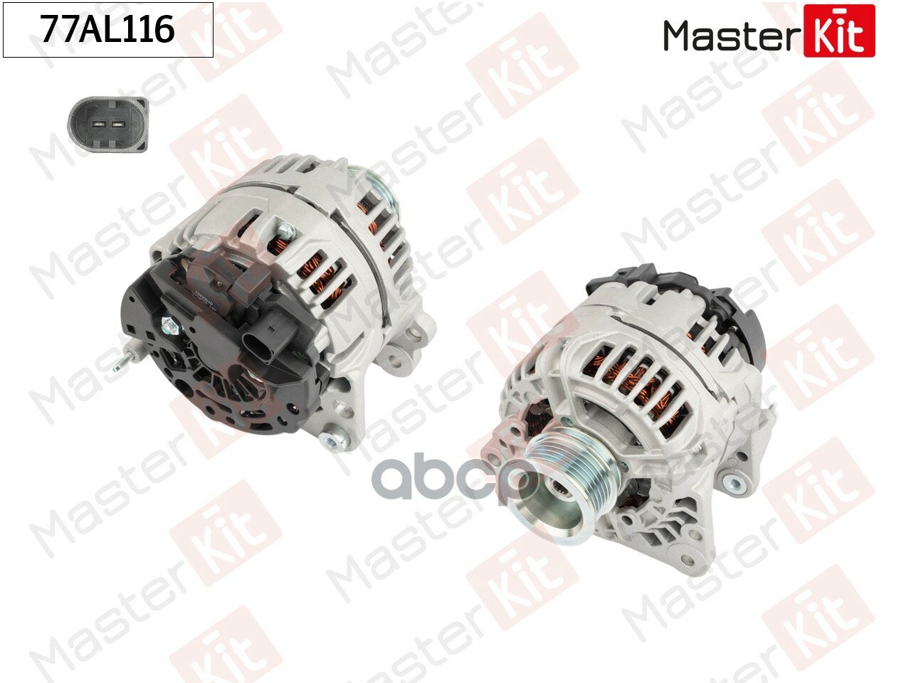 77AL116 Генератор Skoda OCTAVIA II (1Z3 1Z5)/Volkswagen BORA (1J2)/GOLF V (1K1) 1998 - 2013 (14V 70 MasterKit арт. 77al116