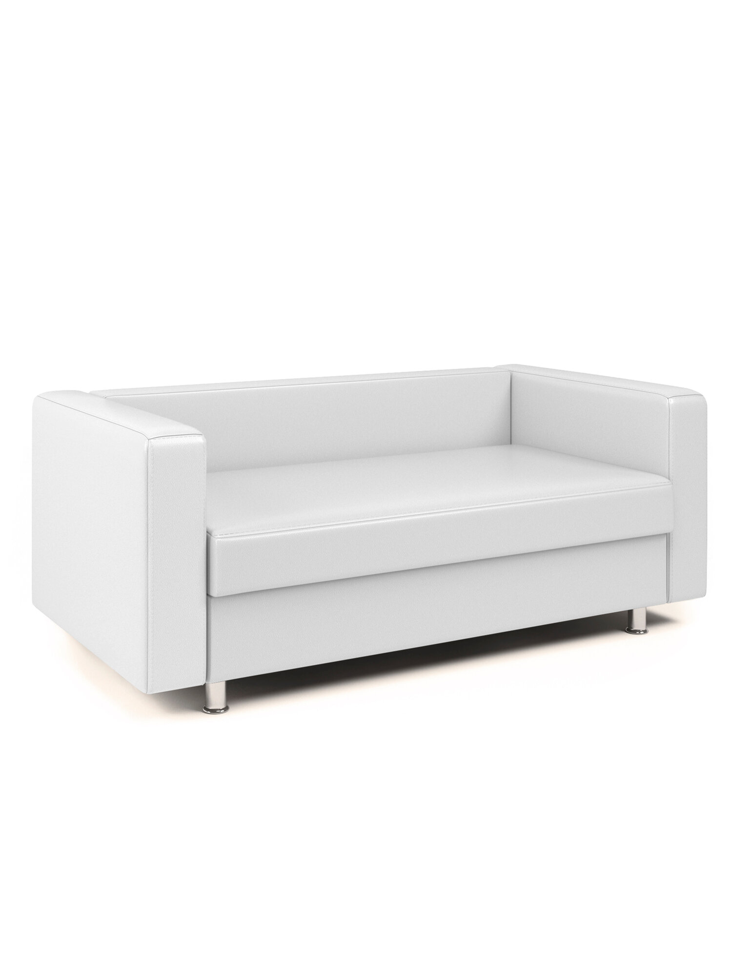 Диван прямой офисный Бит, двухместный, 143х74х75 см, экокожа белый