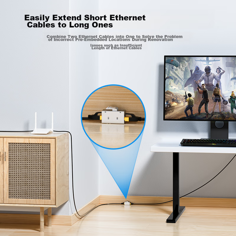 SAMZHE CAT6 Gigabit Straight-Through Network Shielding Module, CAT6 Cable Straight-Through Connector, Double-Through Connector, RJ45 Coupling Connector, Upgraded Version MKQ-06