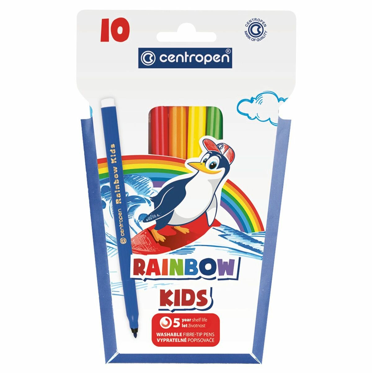 Centropen RAINBOW KIDS набор фломастеров для рисования, на водной основе, 10 цветов, PA 7550/10