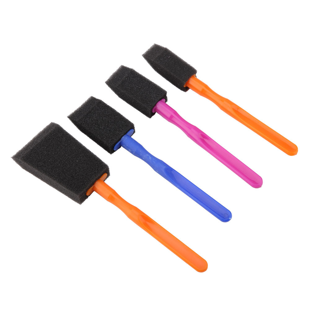 4 прочные и красивые поролоновые кисти с качественной пластиковой ручкой для юных художников.