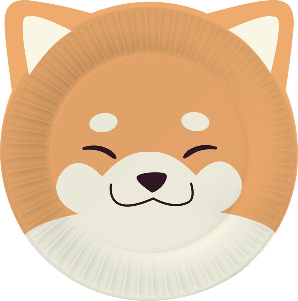 Набор бумажных тарелок ND Play Собачки с ушками, в термоусадочной пленке, 6 шт, диаметр 230 мм