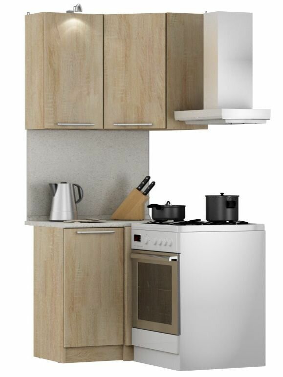 Кухня угловая столплит Ангелина Классик, без столешницы, ЛДСП, Дуб Сонома, 86х213х45 см.